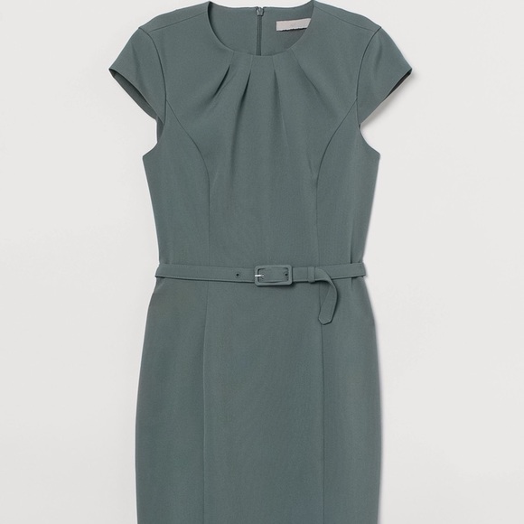 H&M | Dresses | Brand New Hm Green Belted Dress Brand New | Poshmark